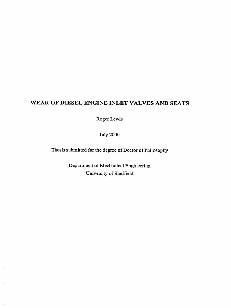 Wear of Diesel Engine Inlet Valves and Seats: Roger Lewis | PDF ...