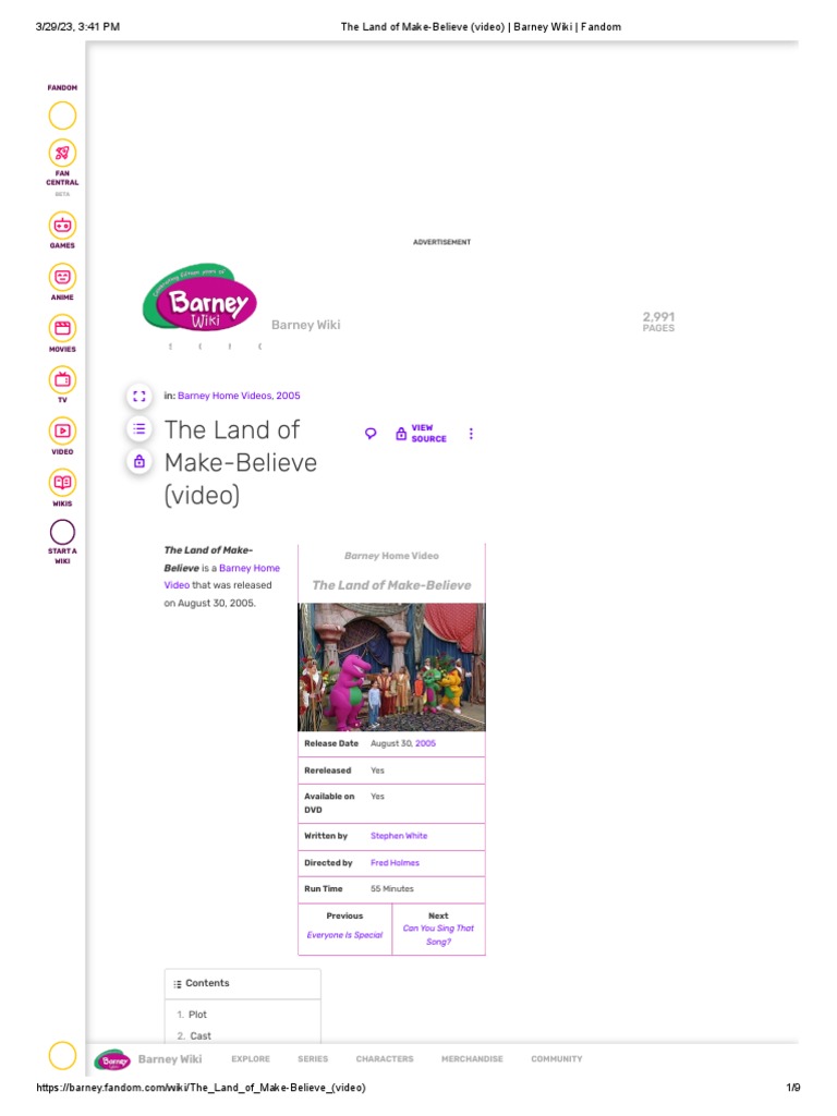 The Land of Make-Believe (Video) - Barney Wiki - Fandom | PDF | Fandom