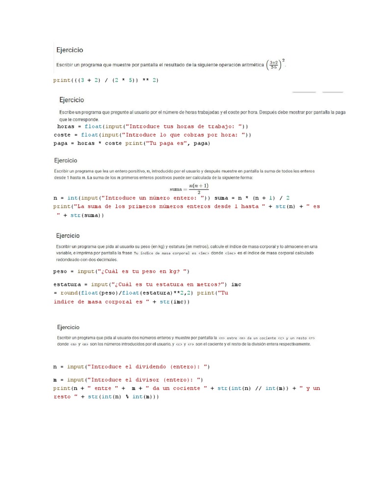 Ejercicios Con Variables Python | PDF | Finanzas y dinero | Métodos y ...