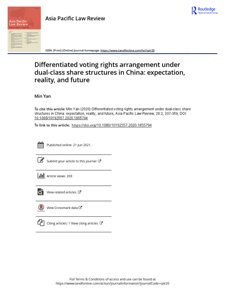 Differentiated Voting Rights Arrangement Under Dual Class Share ...