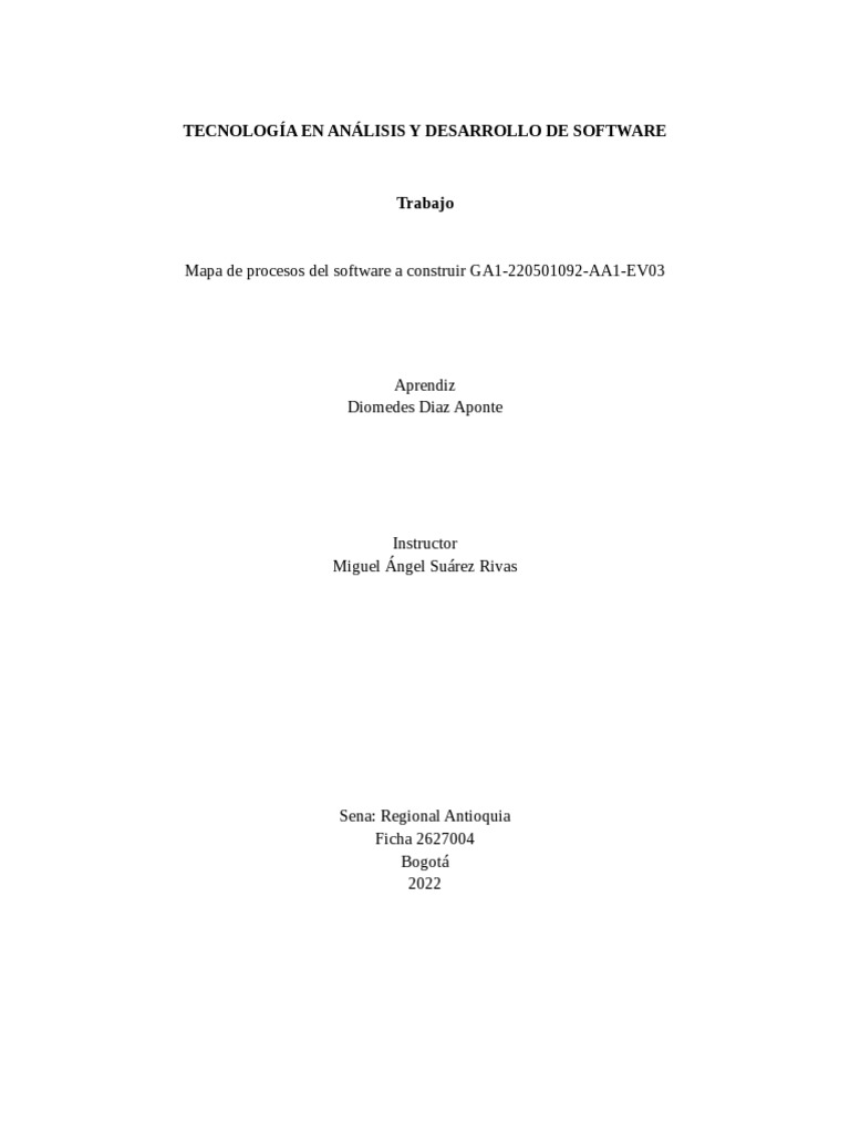 Mapa De Procesos Del Software A Construir Pdf 2124