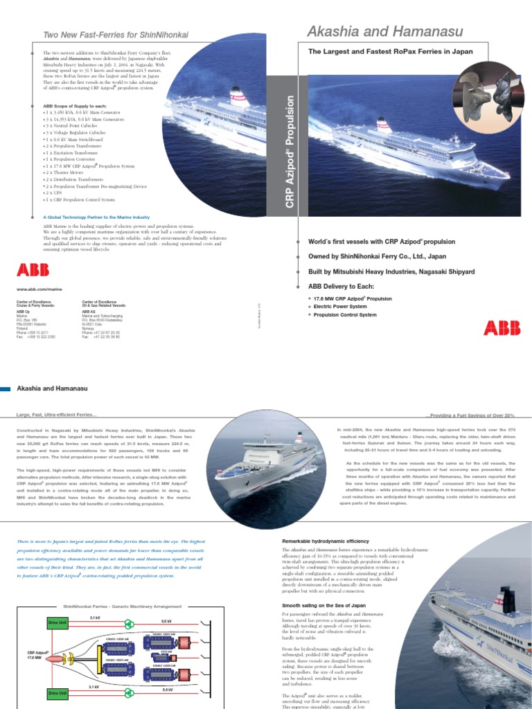 Akashia and Hamanasu: Two New Fast-Ferries For Shinnihonkai | PDF | Marine Propulsion | Ferry