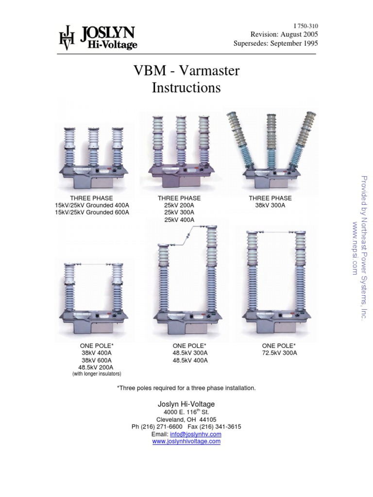 Joslyn VBM Switches Instructions | PDF | Switch | Electrical Connector
