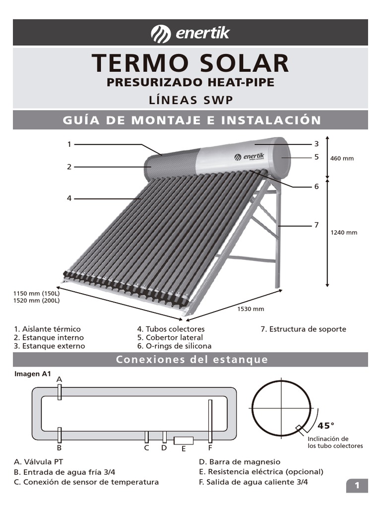 Manual SWP Heat Pipe | PDF | Tubo vacío | Agua