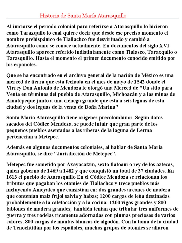 Historia de Santa María Atarasquillo | PDF | Misa (liturgia) | México