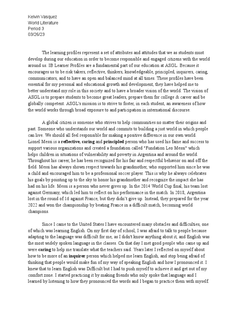 Global Citizenship Essay | PDF | Learning | English Language