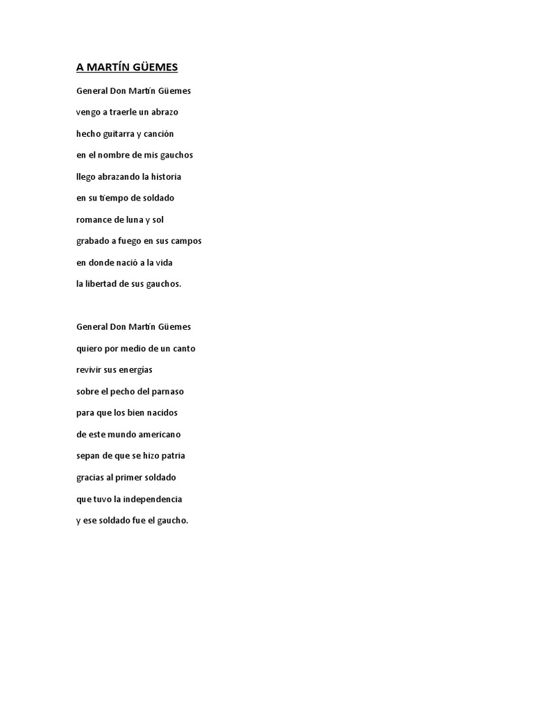 Poemas y actividades sobre Güemes | PDF | Historia