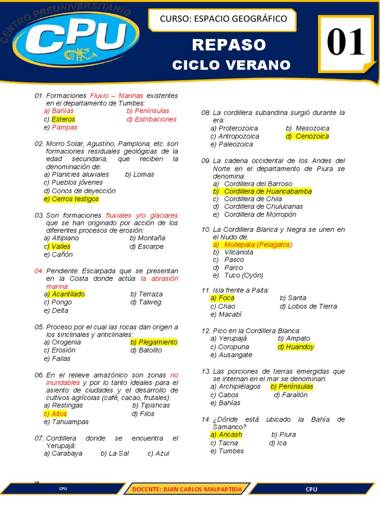 REPASO CPU 2023 I Con Clves | PDF | Andes | Ciencias de la Tierra