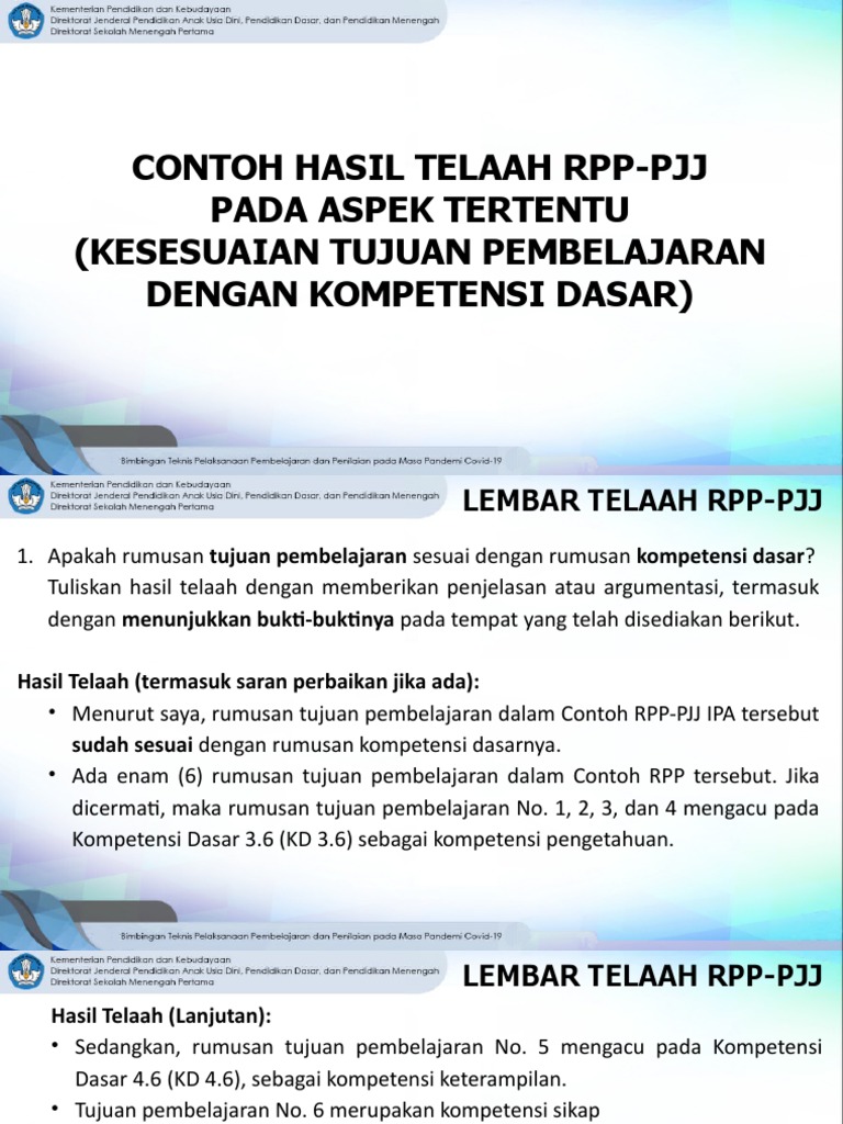 IPA - Contoh Hasil Telaah RPP-PJJ | PDF