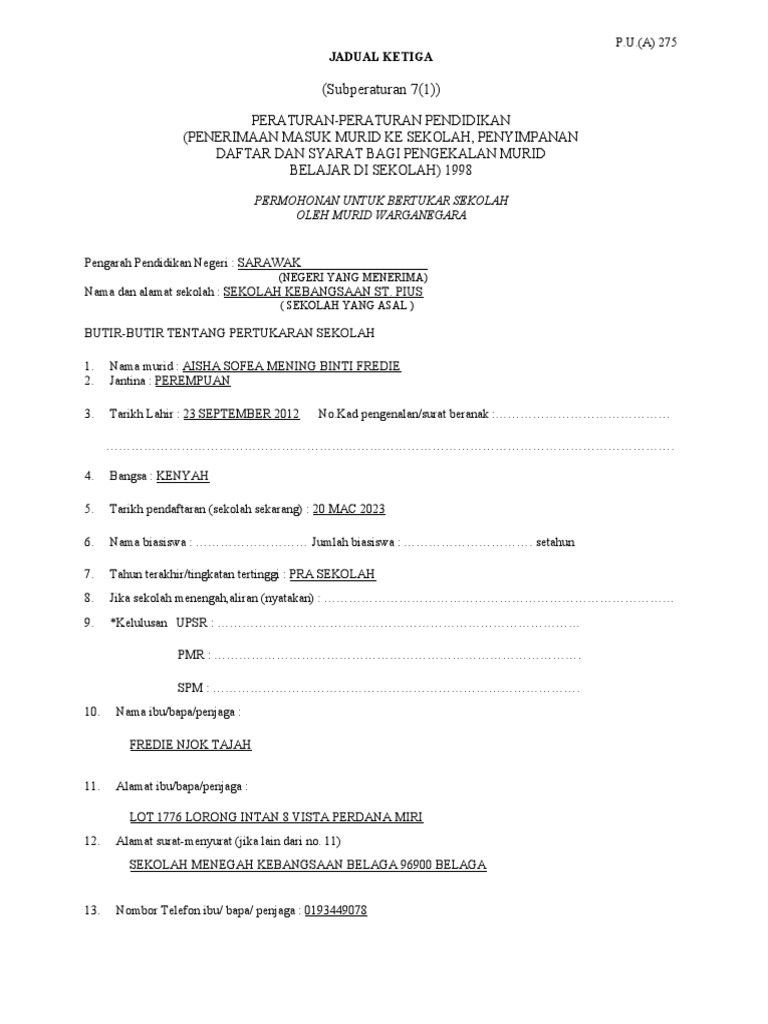 Jadual Ketiga P.U (A) 275 DOPIA | PDF