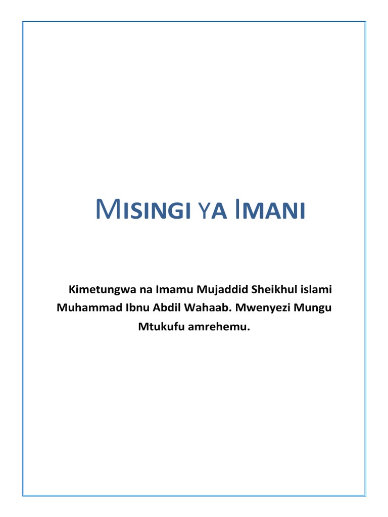 Misingi Ya Imani | PDF