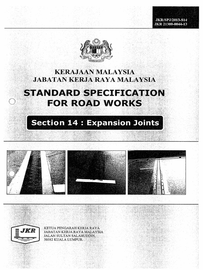 JKR Spec For Road Work-Sec 14 - Expansion Joints | PDF