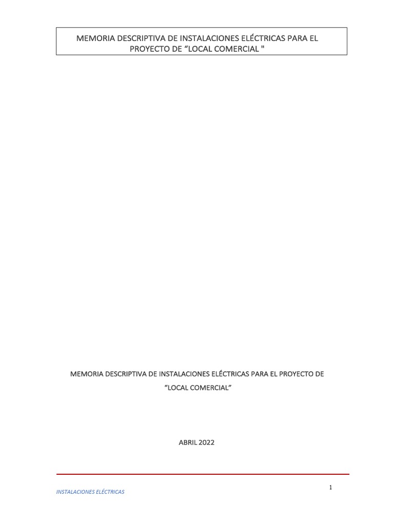 Memoria Descriptiva de Iiee Edificio de Comerrcio y Oficinas | PDF | Cableado eléctrico ...