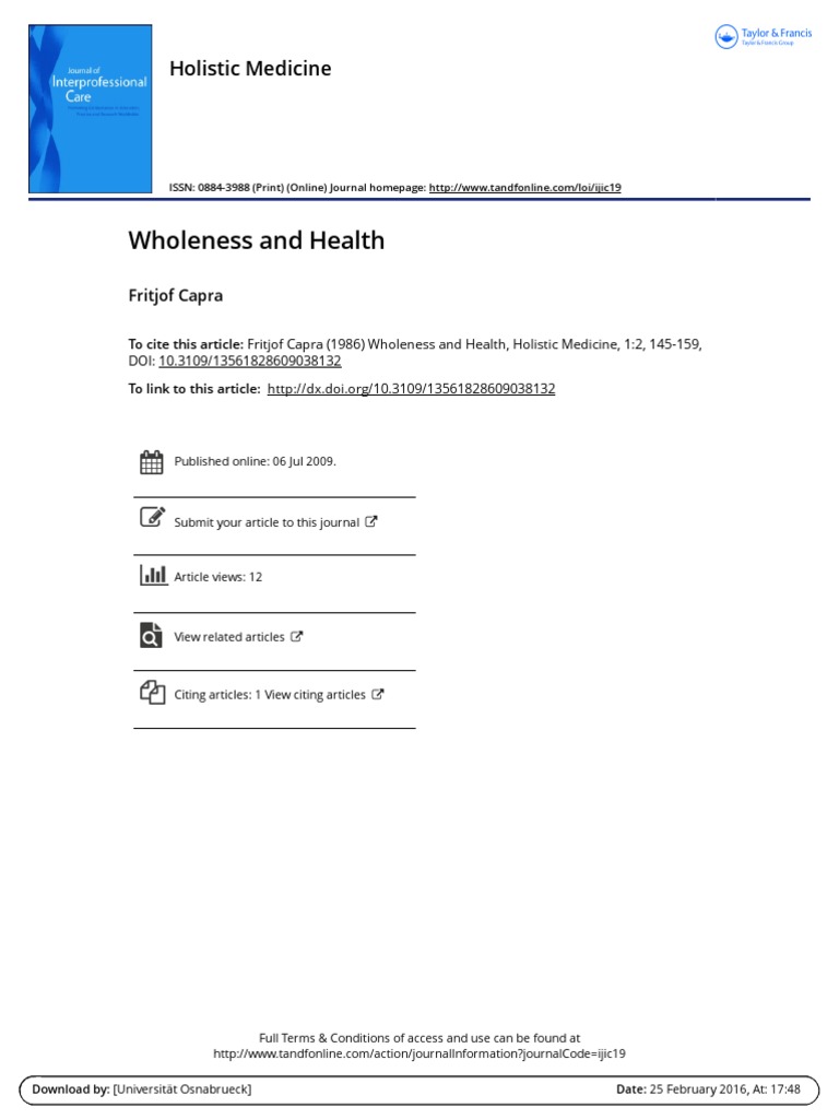 Health and Wholeness Capra | PDF | René Descartes | Medicine
