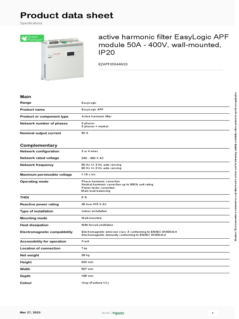 EasyLogic APF - EZAPF05044W20 | PDF | Alternating Current | Electricity