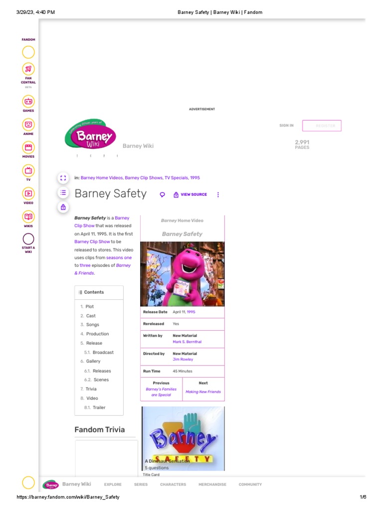 Barney Safety - Barney Wiki - Fandom | PDF | Fandom