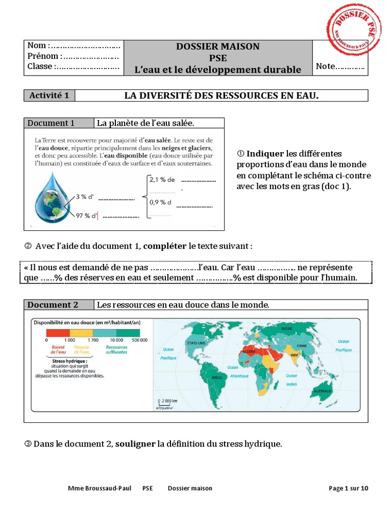 Dossier Élève B4 | PDF | Boire de l'eau | Eau