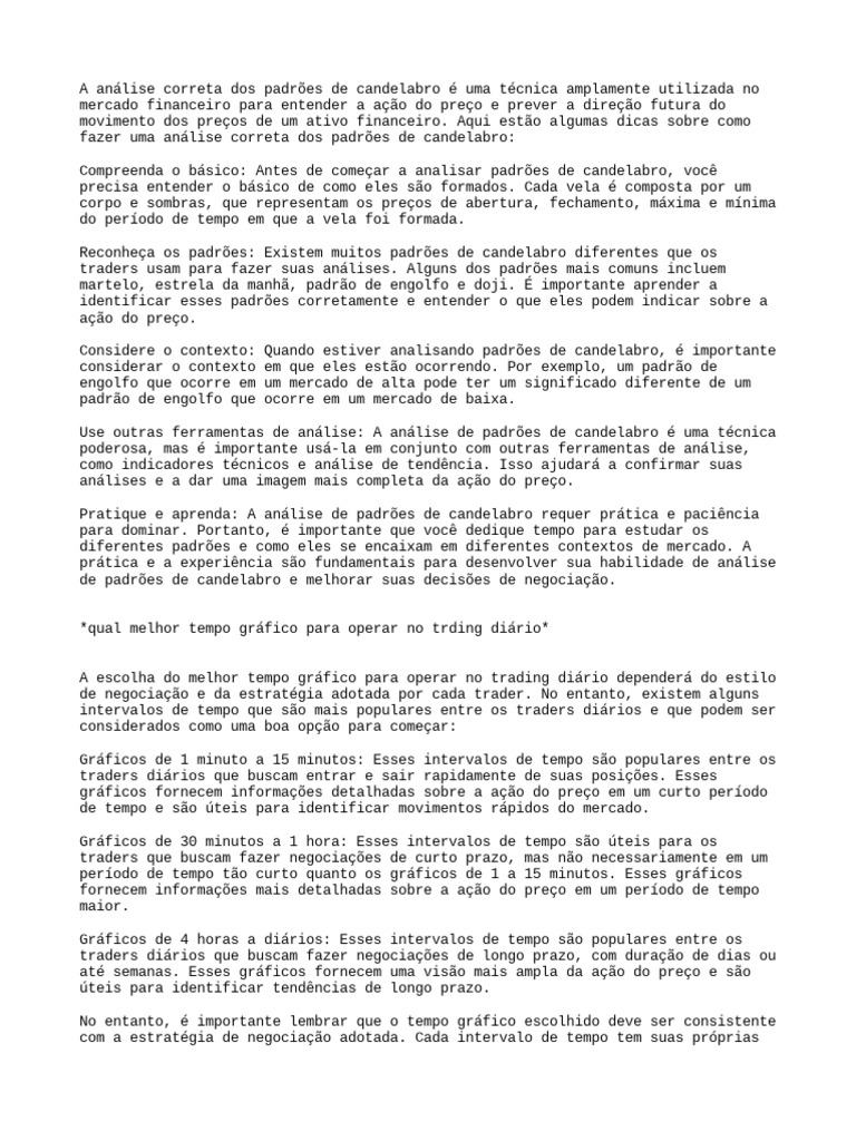 Análize Correta Dos Candells | PDF | Economia | Tempo