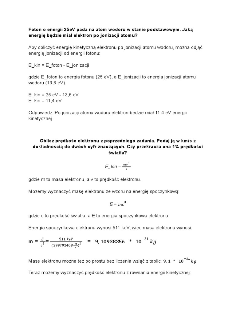 Zadanie Fizyka | PDF