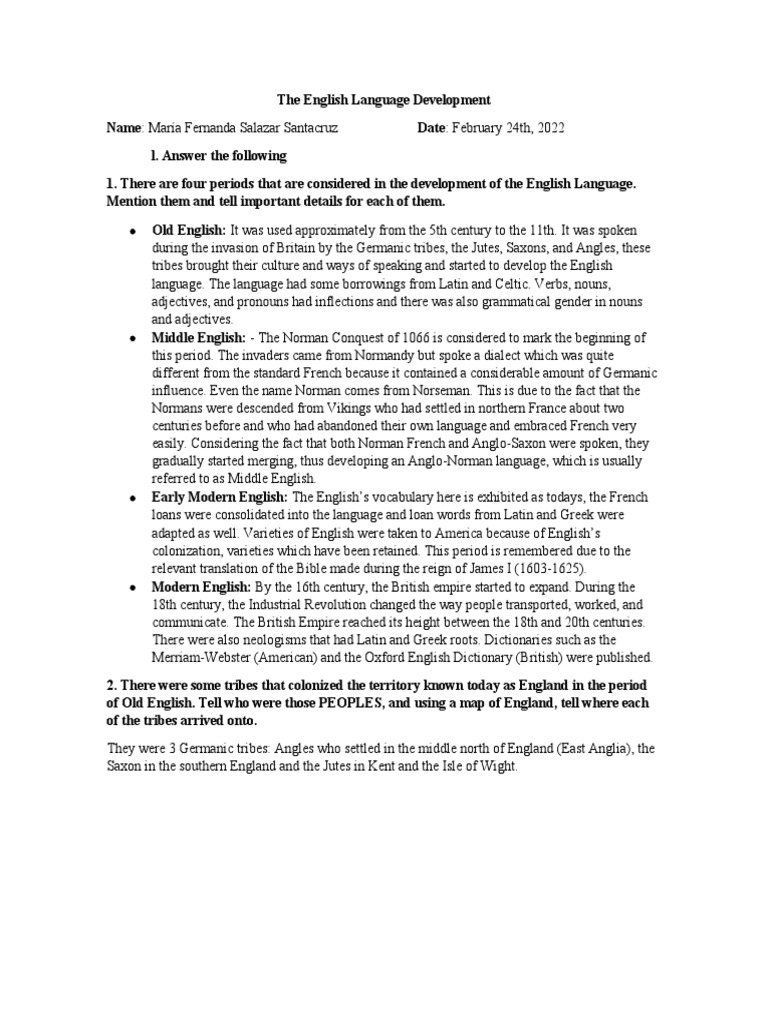 The English Language Development | PDF | English Language | Languages ...