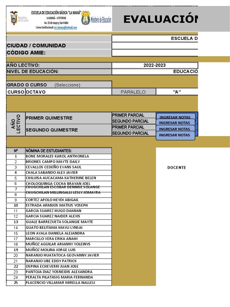 Registro Nota Original 8vo A | Descargar gratis PDF | Educación ...