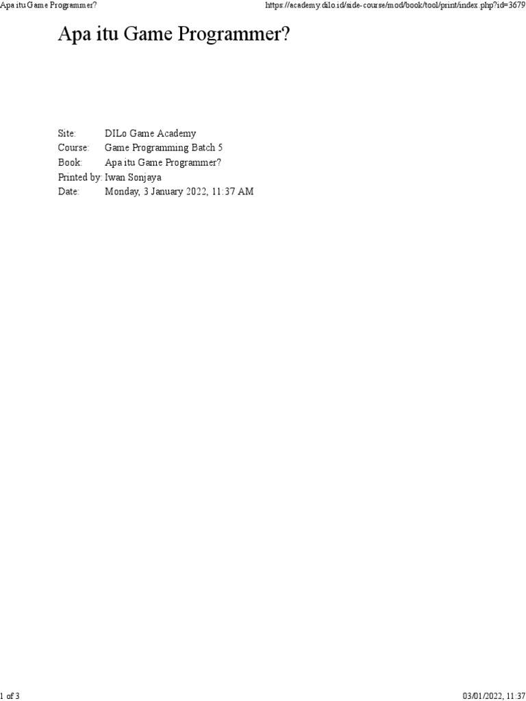 Apa Itu Game Programmer Pdf