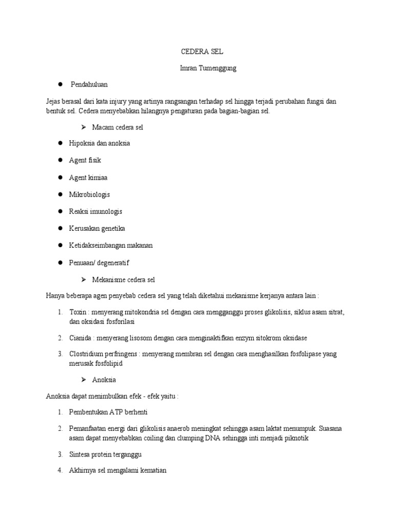 Cedera Sel | PDF | Sains & Matematika