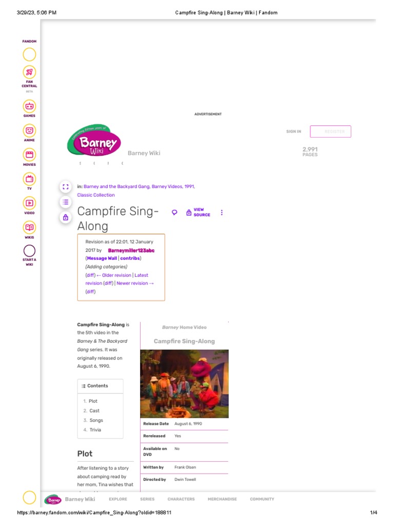 Campfire Sing-Along - Barney Wiki - Fandom 22 23 | PDF