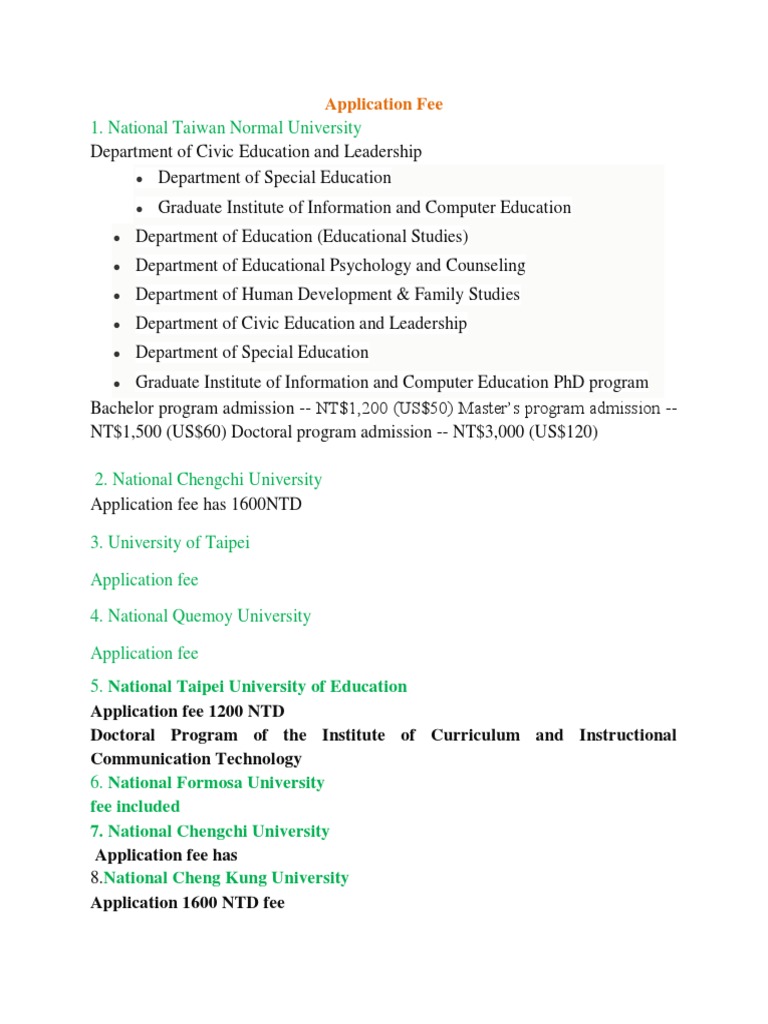 Taiwan University Lists | PDF | Taiwan | Republic Of China