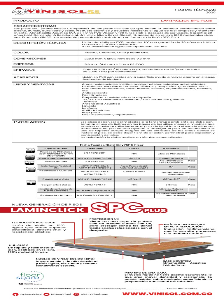 Fichas-Tecnicas-Laminclick-Spc-Plus SPC | PDF | Ingeniero civil | Química