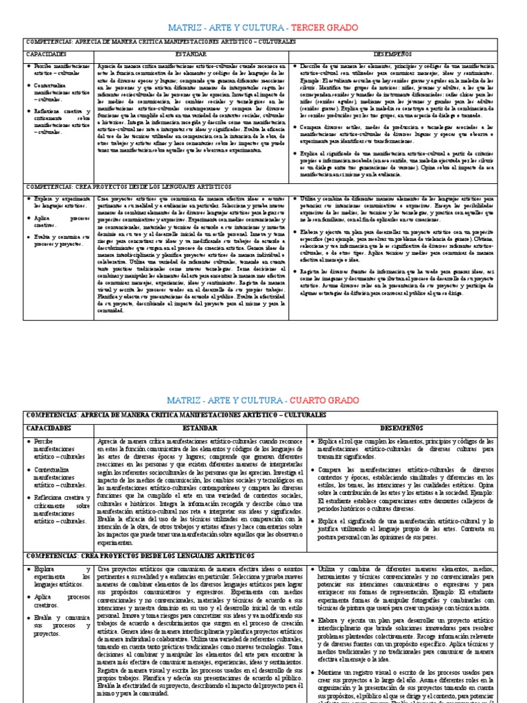Cvii-Matriz de Competencias - Capacidades - Estándar y Desempeños | PDF ...