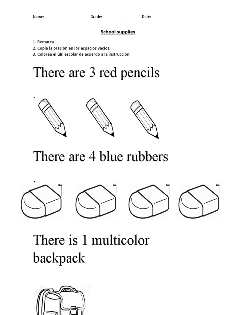 Describing School Supplies | PDF