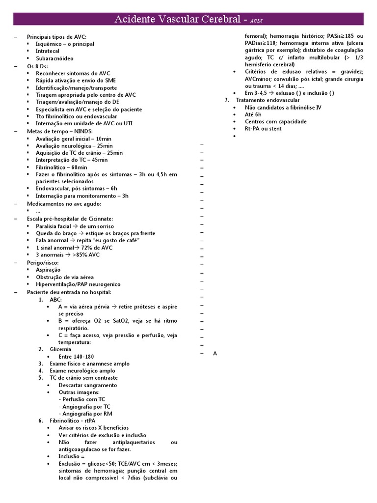 Acidente Vascular Cerebral | PDF | AVC | Sistema nervoso