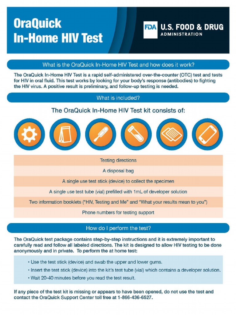 OraQuick In-Home HIV Test Fact Sheet - FINAL | PDF | Infection ...