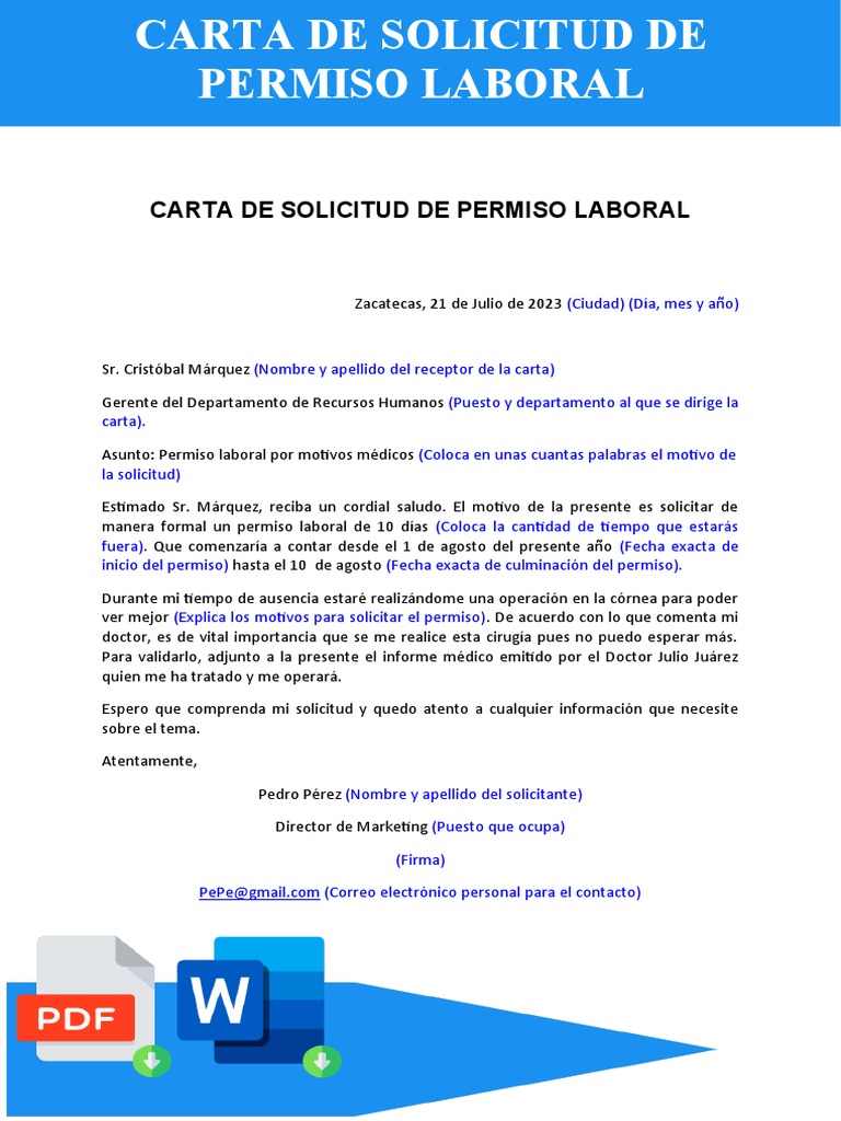 Carta de Solicitud de Permiso Laboral | PDF