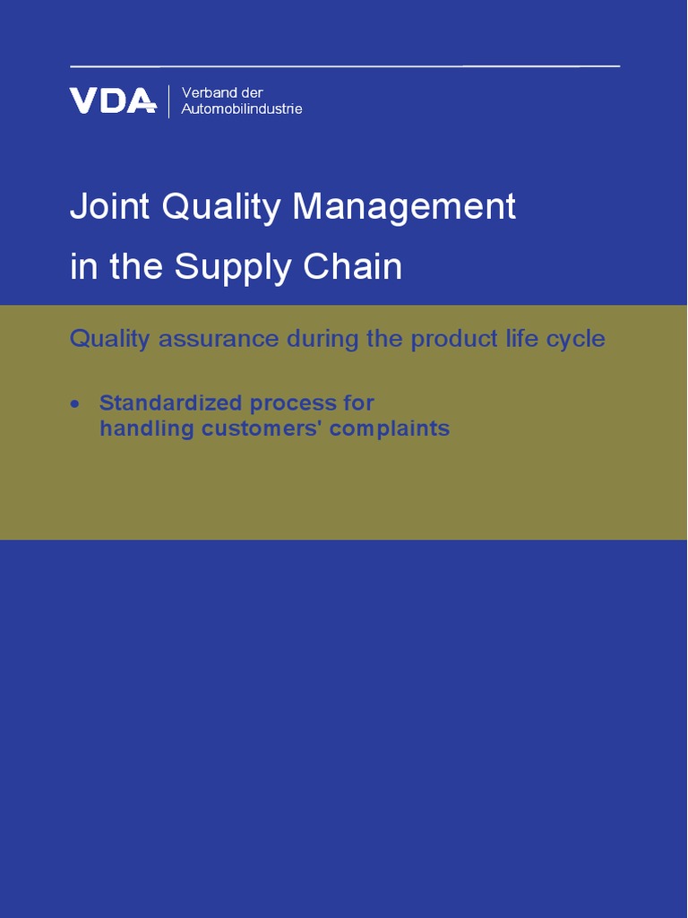 Blue - VDA - Standardized Process For Handling Customers Complaints ...
