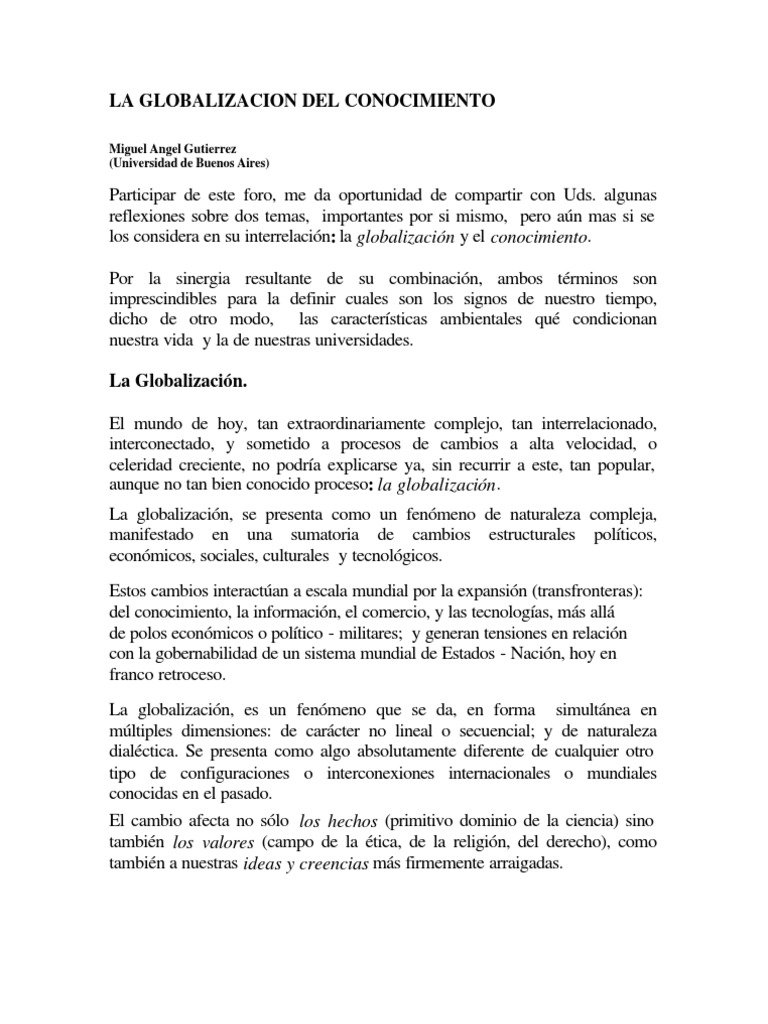 Globalización y Conocimiento | PDF | Globalización | Conocimiento