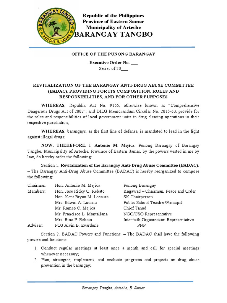 Action Plan For BADAC Tangbo | PDF