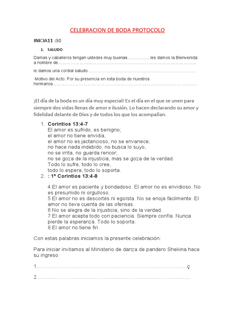 Celebracion de Boda Protocolo | PDF | Amor