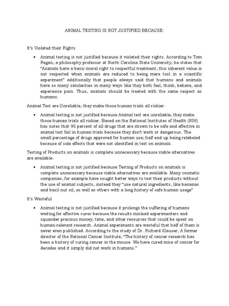 Animal Testing Is Not Justified | PDF | Animal Testing | Experiment