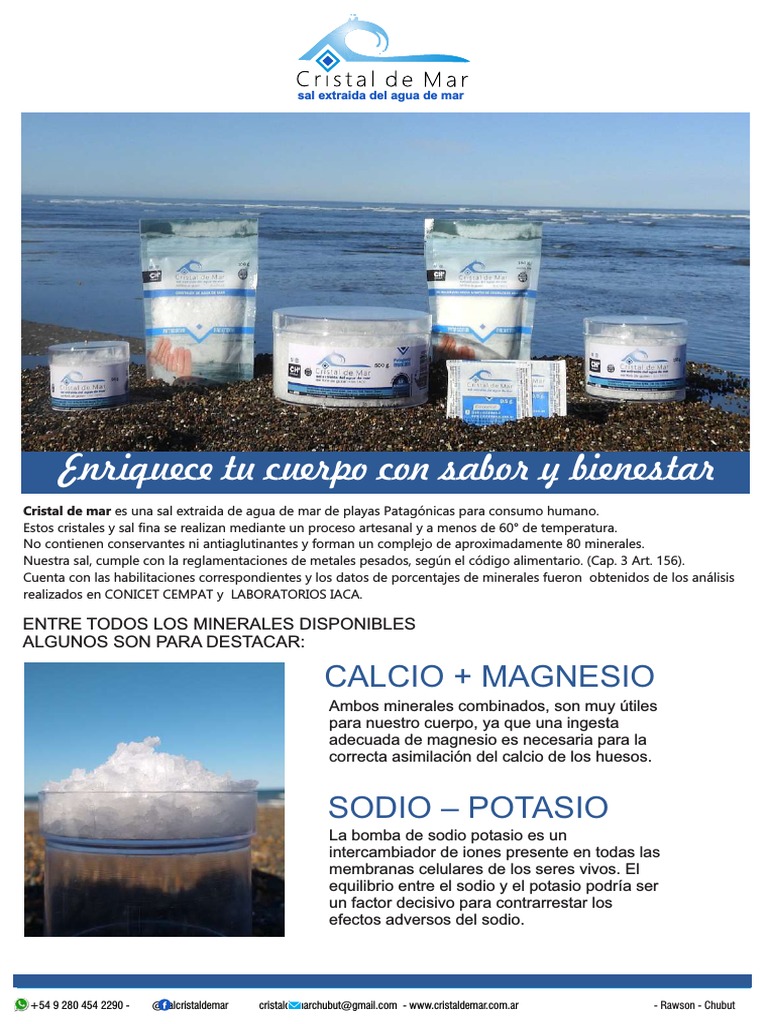 Sal Cristal de Mar: Beneficios y Minerales | PDF | sal | Calcio
