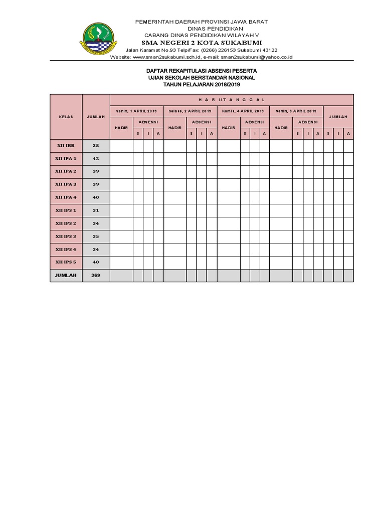 Rekap Absen Unbk | PDF