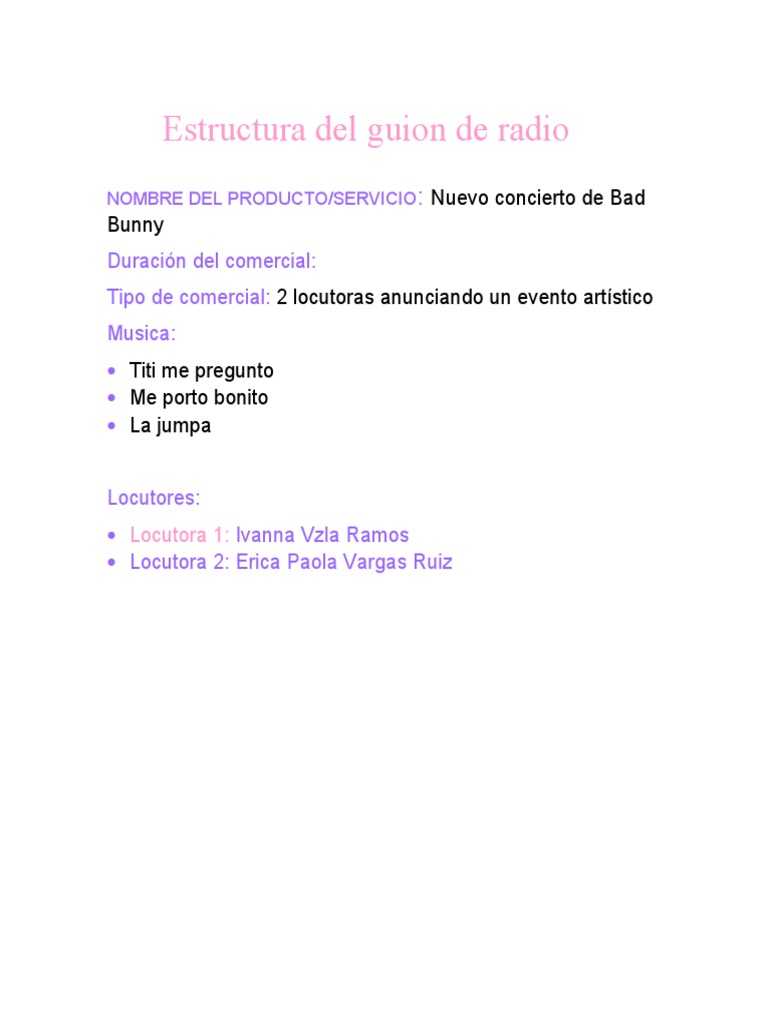 Estructura Del Guion de Radio | PDF