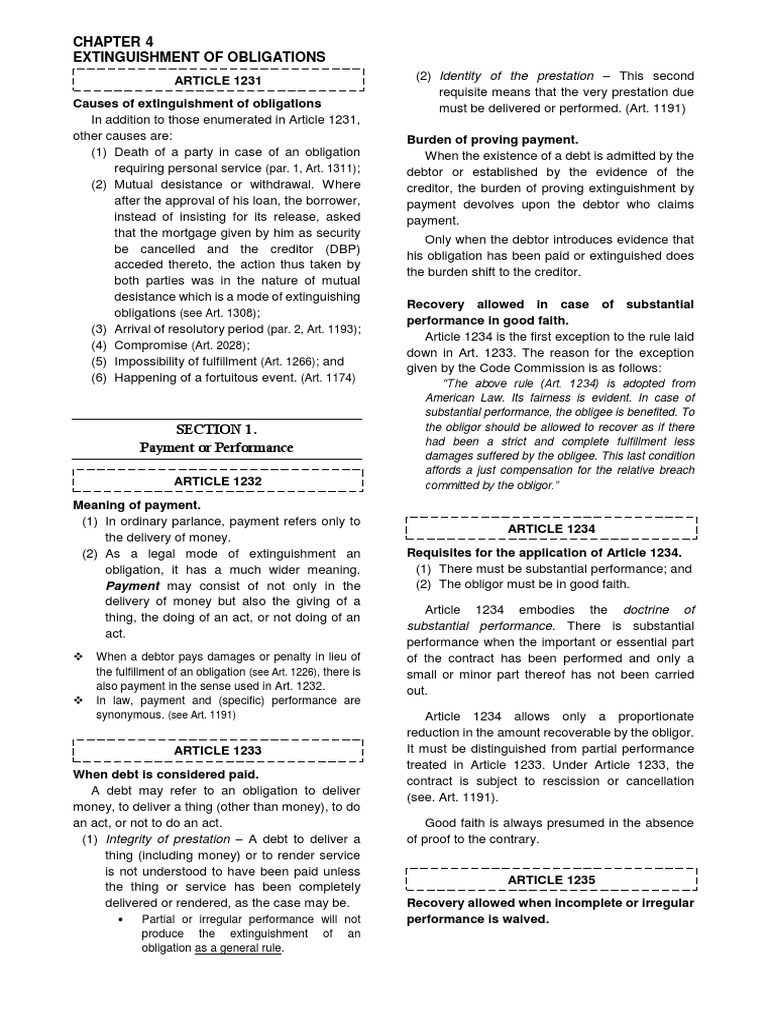 ObliCon Lesson 4 Outline | PDF | Payments | Debt