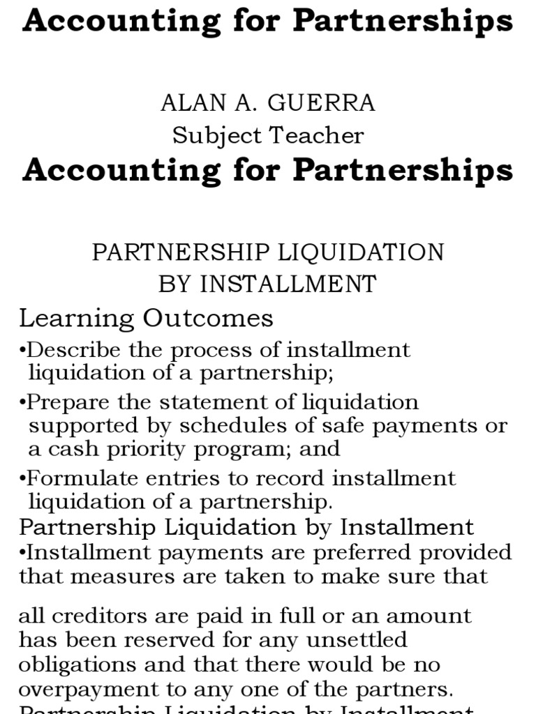 Accounting For Partnerships - Partnership Liquidation (IS) | PDF | Liquidation | Partnership
