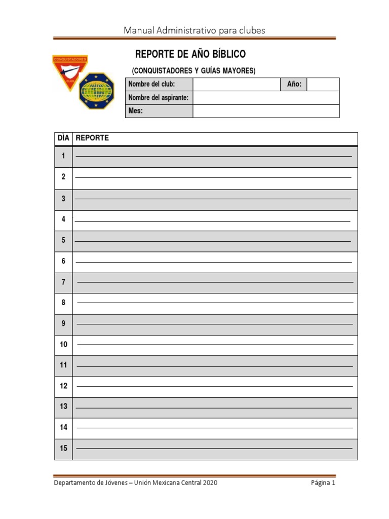Reporte de Año Bíblico: Manual Administrativo para Clubes | PDF