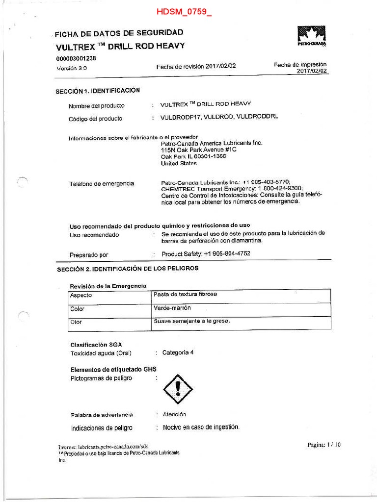 HDSM - 0759 - Vultrex Drill Rod Heavy. 02.02.2017 | PDF | Líquidos | Agua
