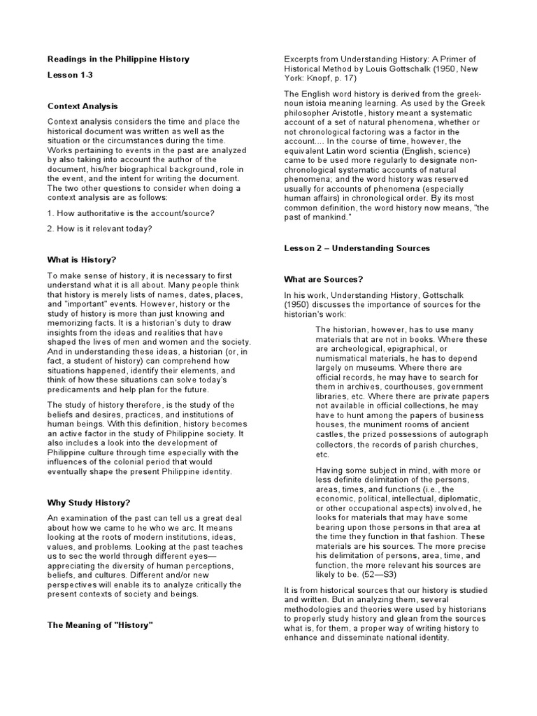 Philippine History Context Analysis | PDF | Social Science | Religion ...