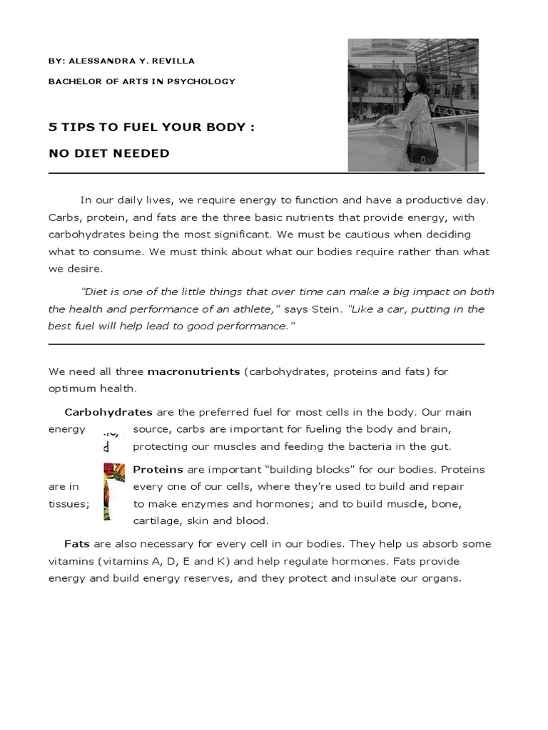 5 Tips To Fuel Your Body Article | PDF | Fat | Food Energy 5 Tips To Fuel Your Body Article | PDF | Fat | Food Energy