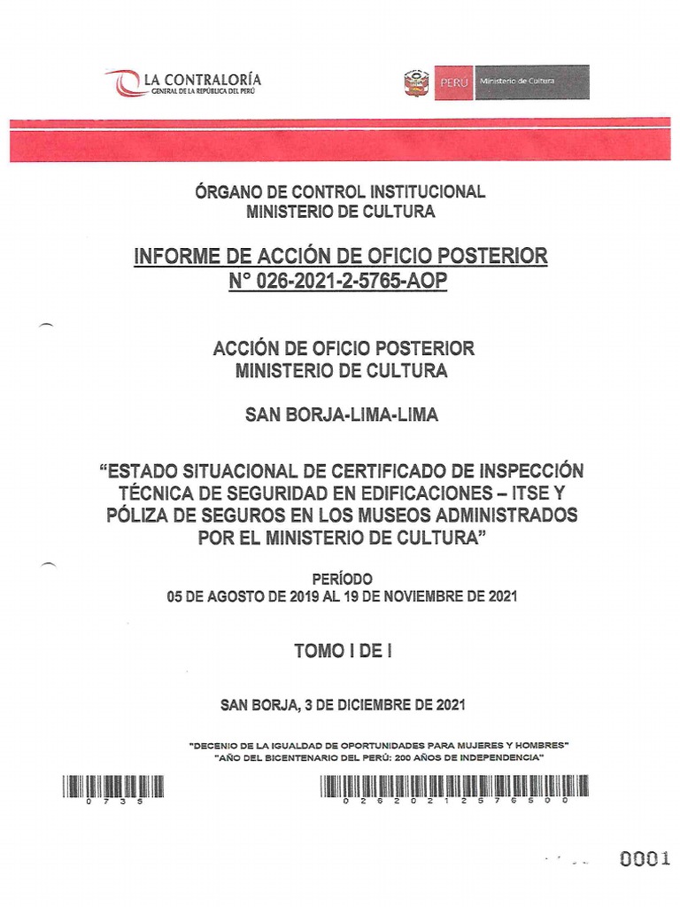 ESTADO SITUACIONAL DE CERTIFICADO de ITSE EN MUSEOS DEL PERÚ ...